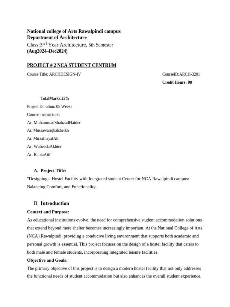 NCA Student Hostel Design Project | PDF