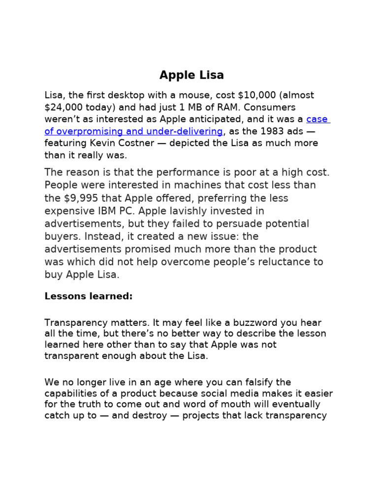 Apple Lisa | PDF | Apple Inc. | Steve Jobs
