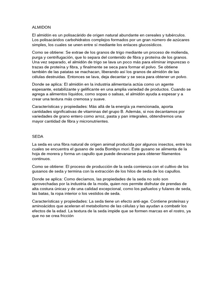 ALMIDON y Seda | PDF