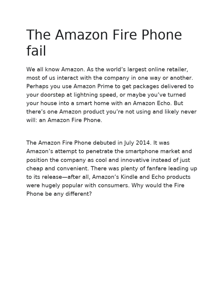 The Amazon Fire Phone Fail | PDF | Mobile Phones | Smartphone