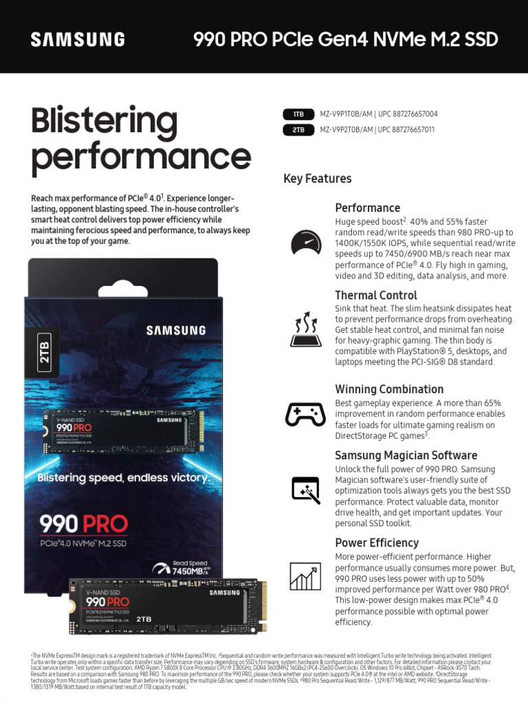 Samsung-SSD-Datasheet-NVMe-990-PRO | PDF | Solid State Drive | Flash Memory