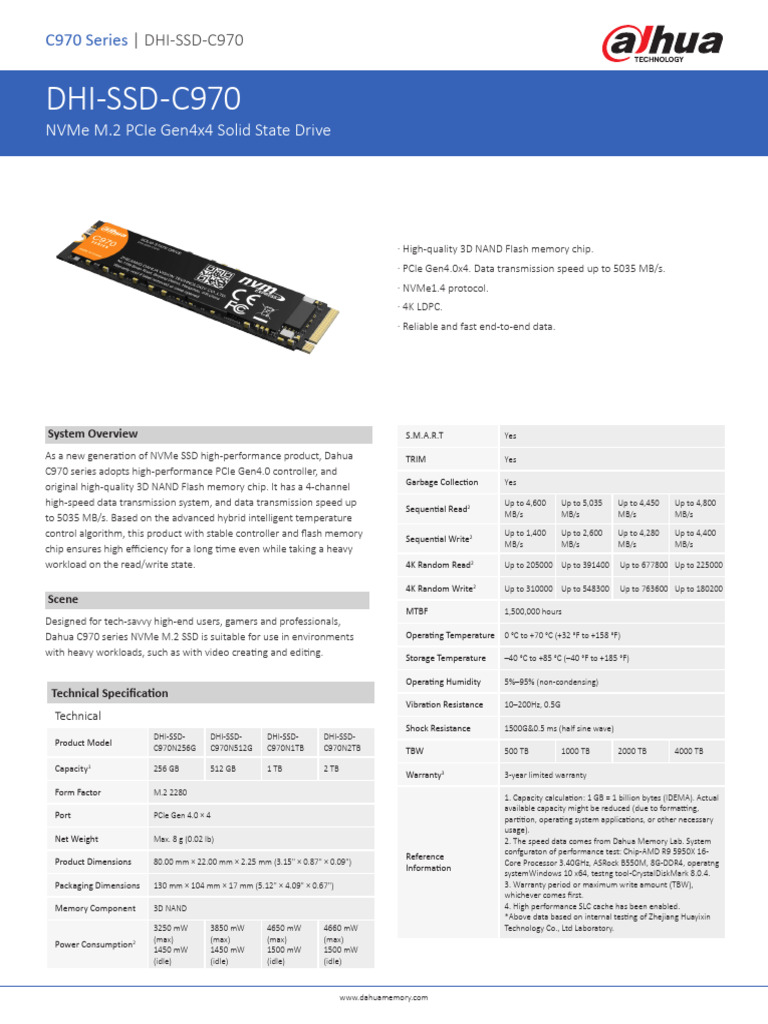 SSD-C970N1TB Datasheet 20231106 | PDF | Solid State Drive | Computer ...