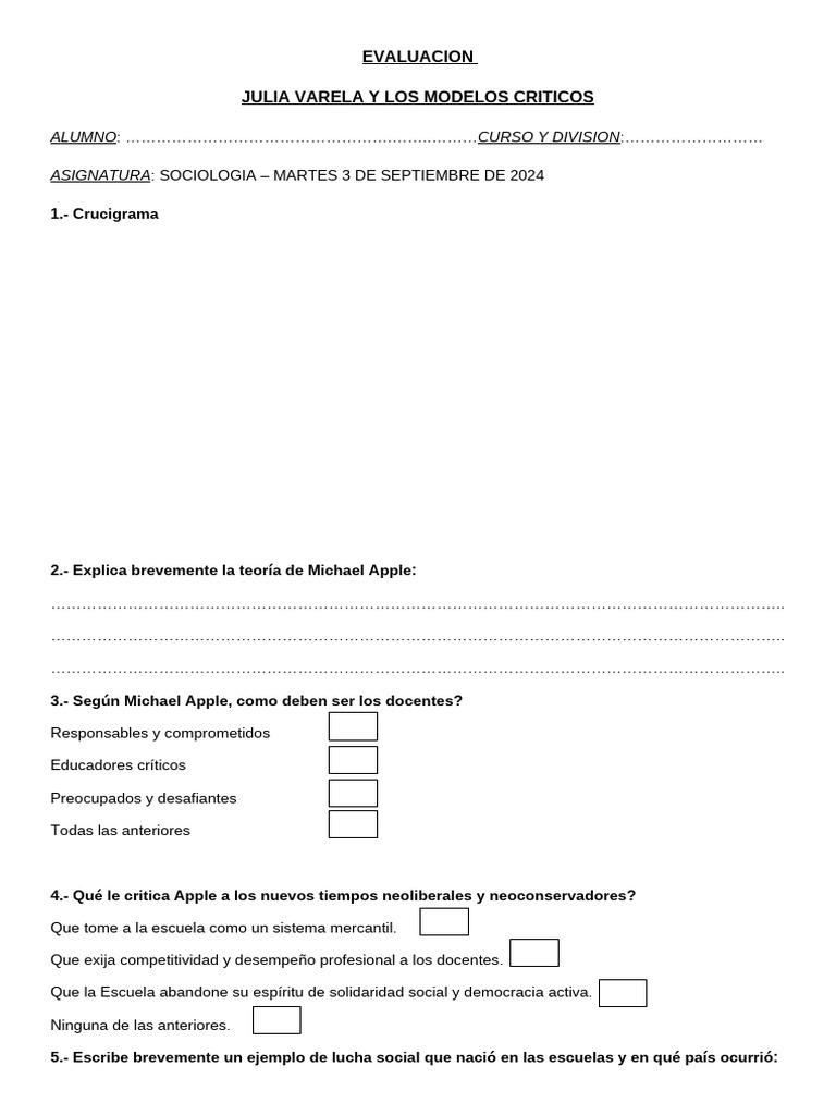 Evaluacion Multiple Choice-Julia Varela | PDF