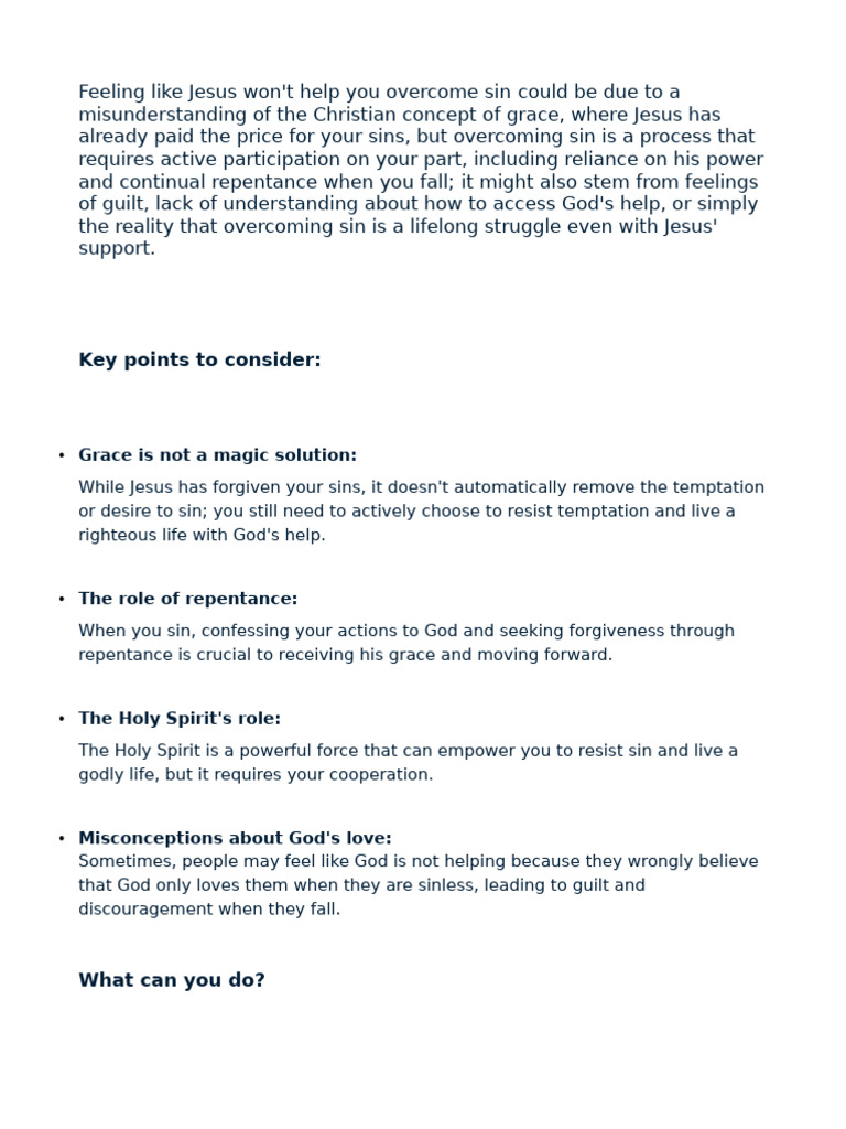 Jesus Help Overcoming Sin | PDF | Self-Improvement | Lifestyle