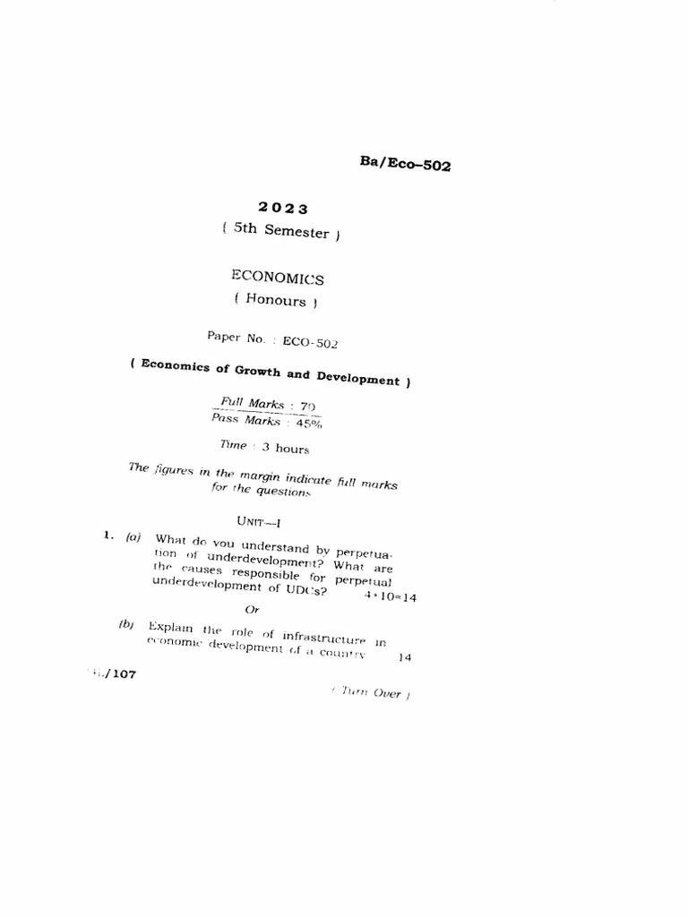 Eco 502 2023 Economics of Growth and Development | PDF