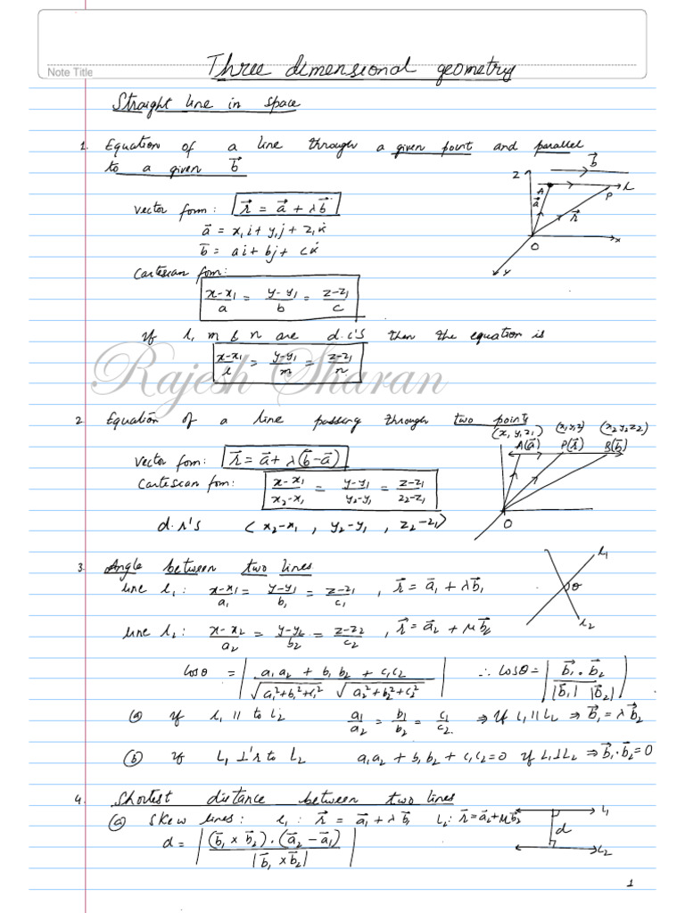 Three Dimensional Geometry Formula | PDF