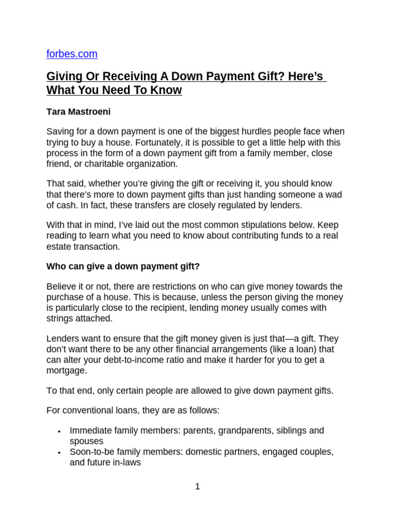 Down Payment | PDF | Fha Insured Loan | Loans