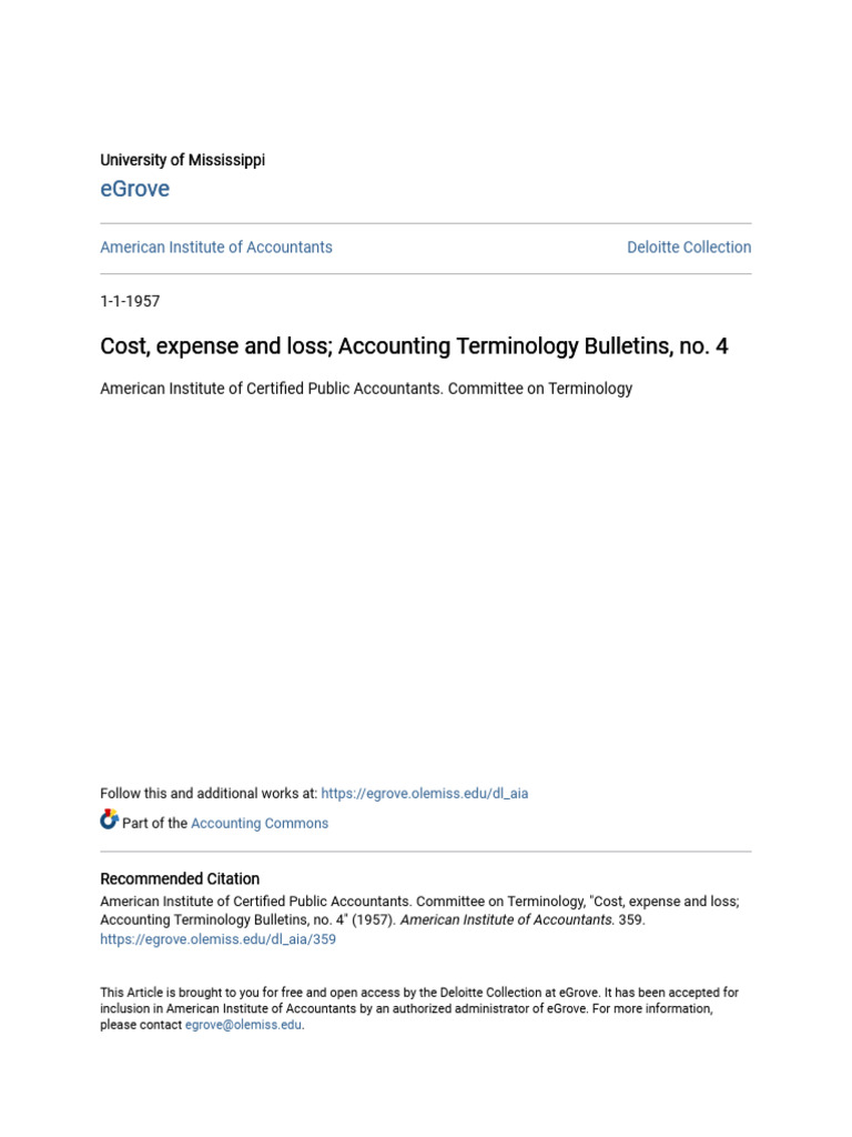 Cost, Expense, and Loss Definitions | PDF | Expense | Income Statement