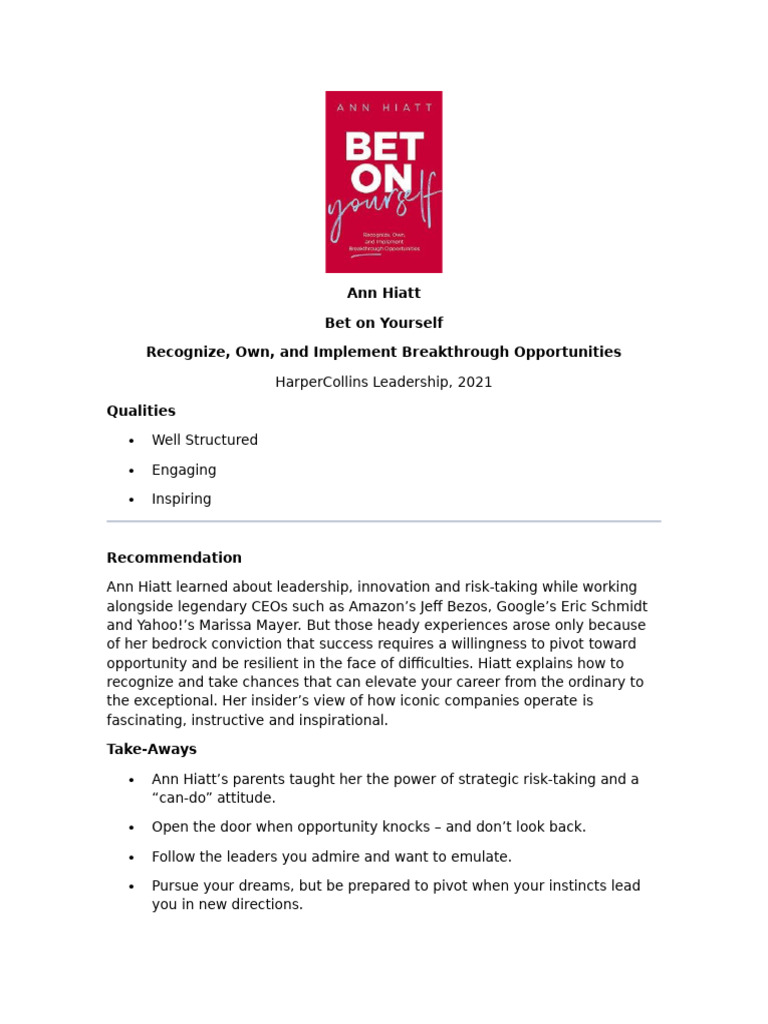 Bet On Yourself Esp | PDF