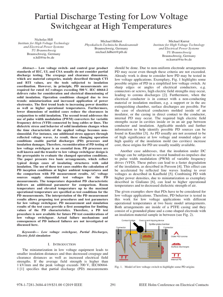 Partial Discharge Testing in Low Voltage Switchgear | PDF | Insulator ...