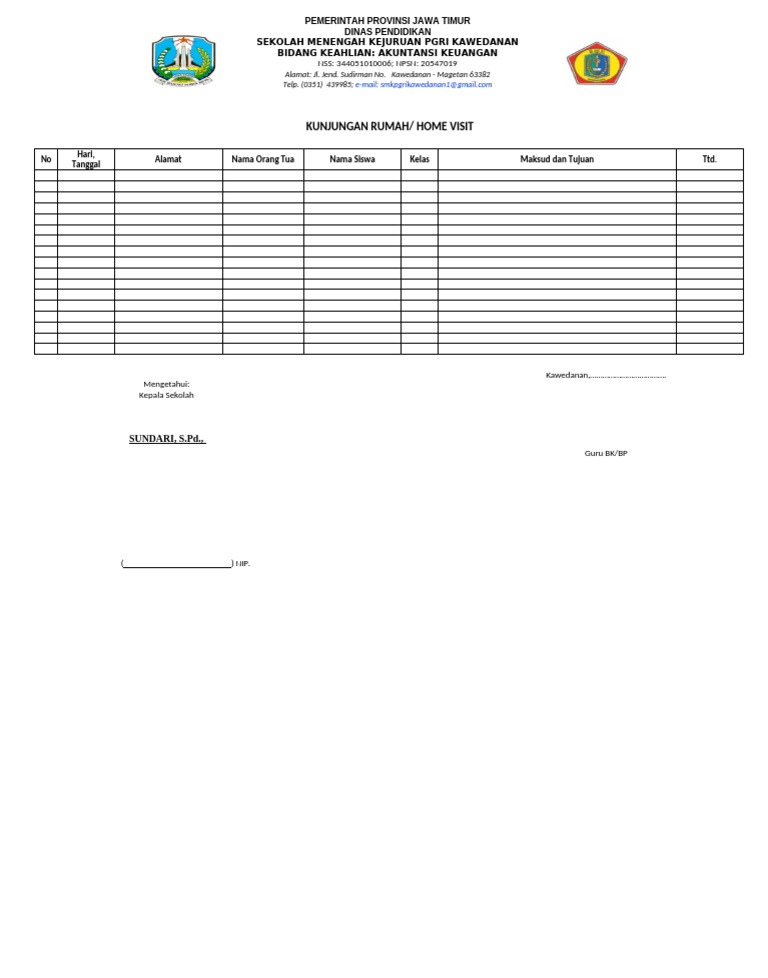 (123dok - Com) Contoh Format Home Visit Untuk Guru BK Lengkap | PDF
