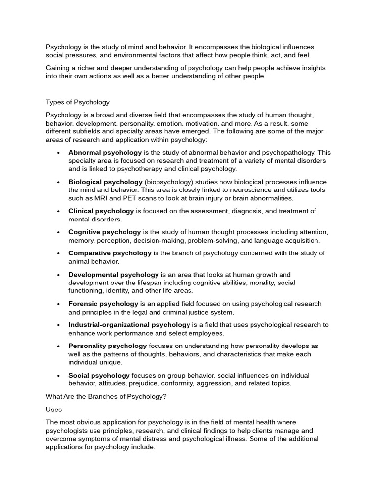 Intro to psychology | PDF | Psychology | Mental Disorder