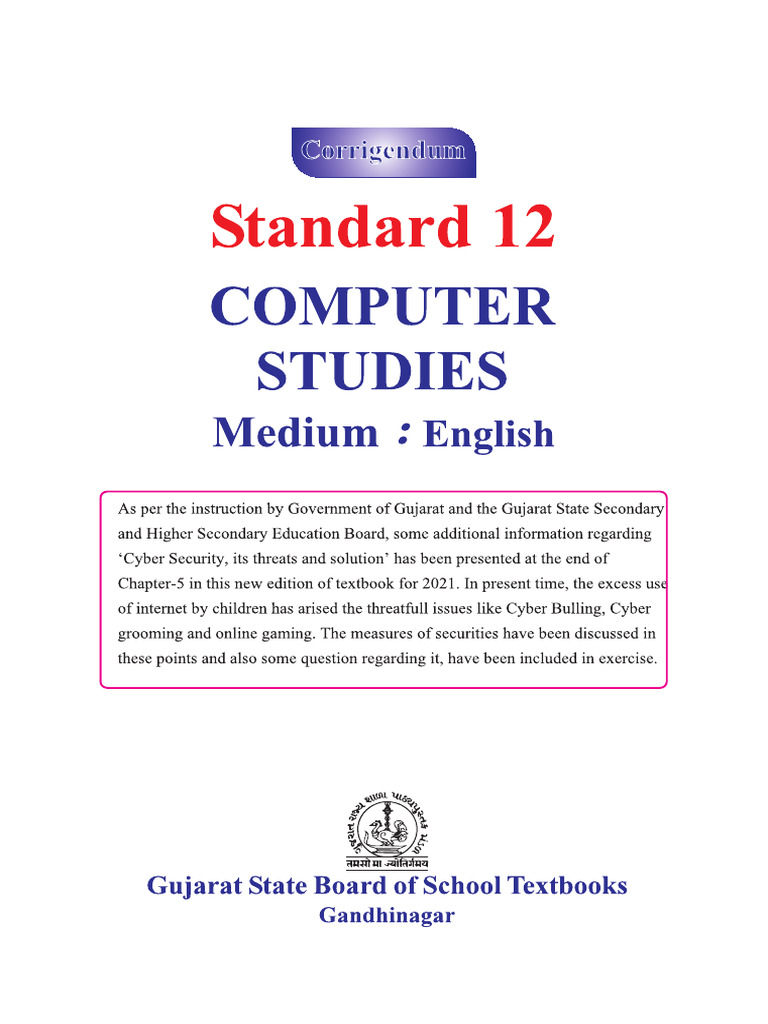 STD 12 Corrigendum ComputerStudies English | PDF