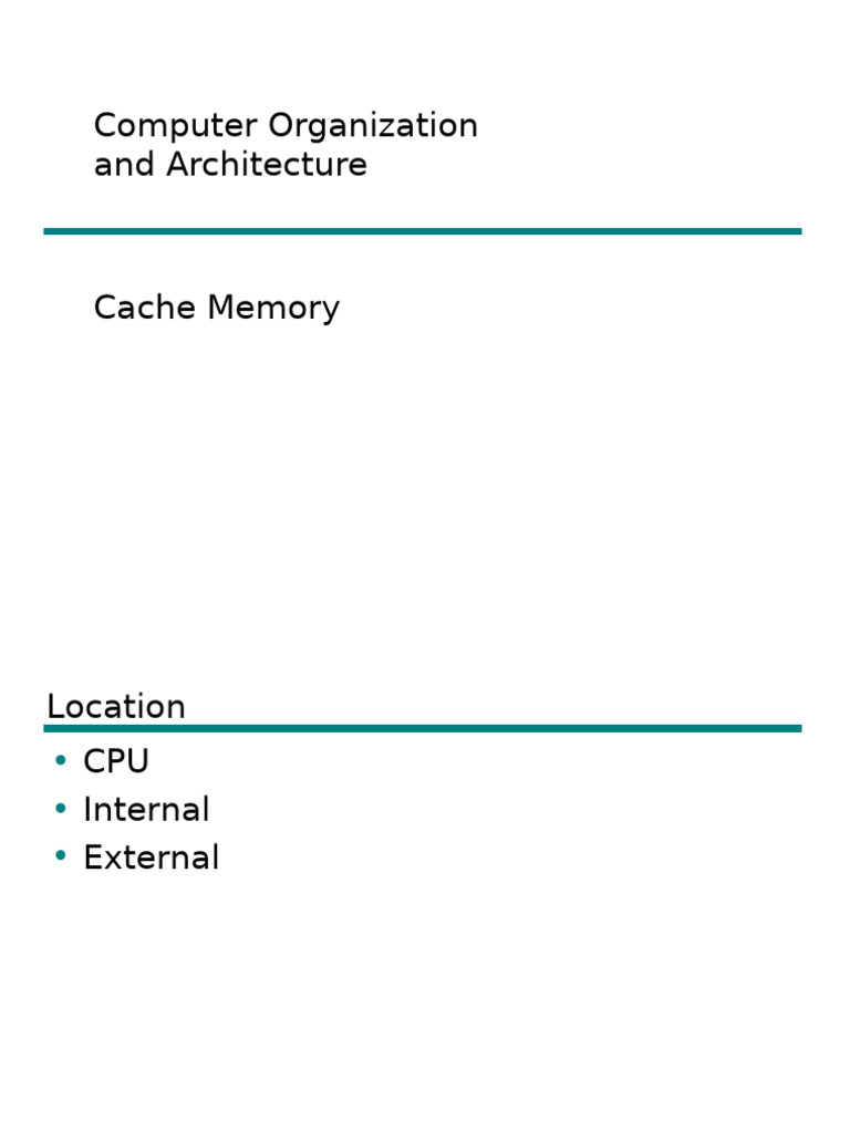CAO - Lecutre7 Cache Memory | PDF | Cpu Cache | Central Processing Unit