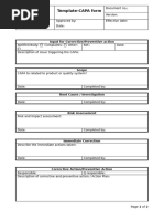 CAPA Form Example | PDF | Quality Assurance | Production And Manufacturing