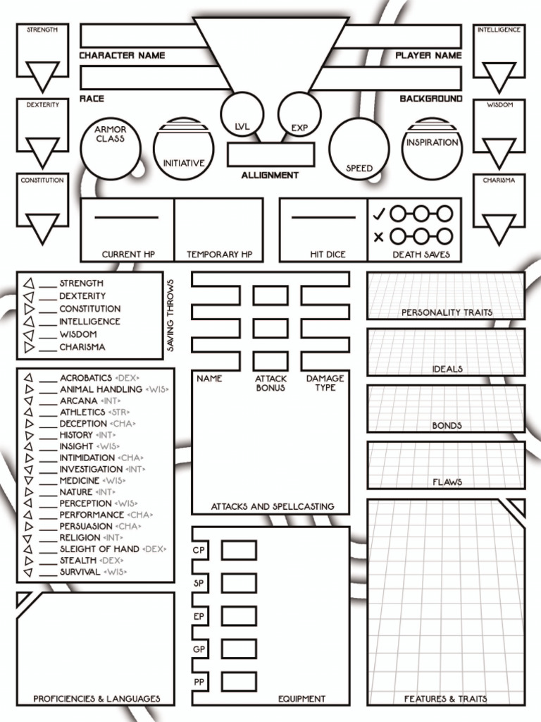 Faerie Fire Character Sheet by Kate Leth (BLACK) | PDF