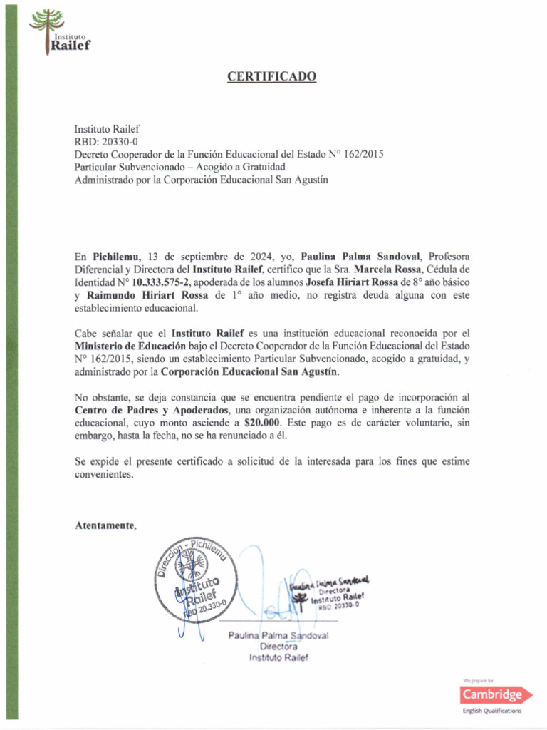 Certificado Deuda | PDF