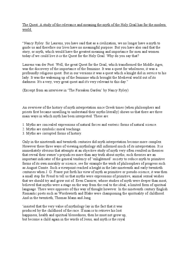 The Holy Grail: Myth and Modern Relevance | PDF | Holy Grail | Mythology