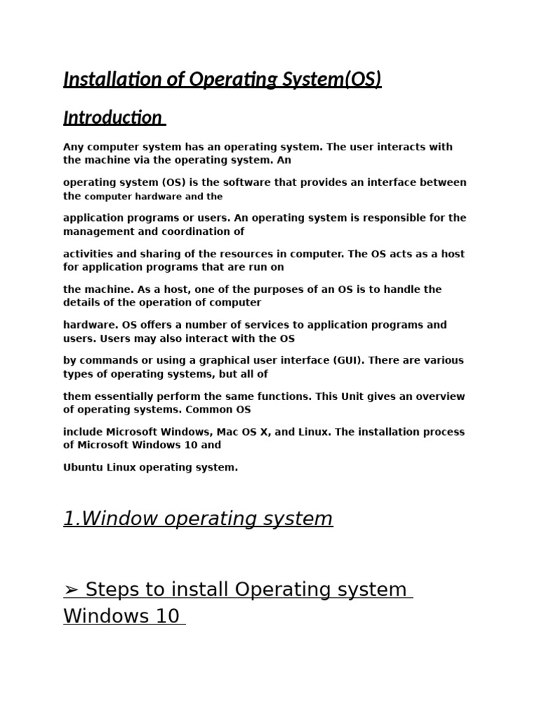 Operating System Installation Guide | PDF | Operating System | Windows 10