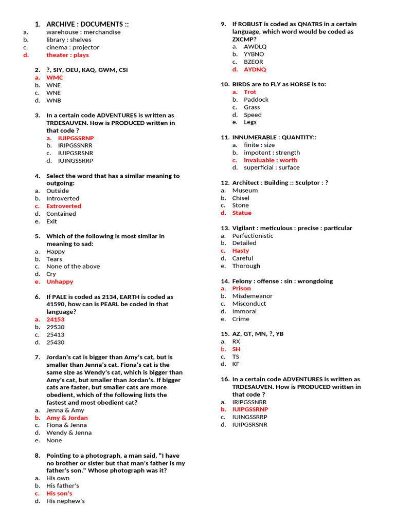 Verbal-Reasoning | PDF