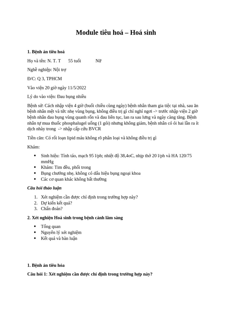 Module Tieu Hoa - Hoa Sinh | PDF