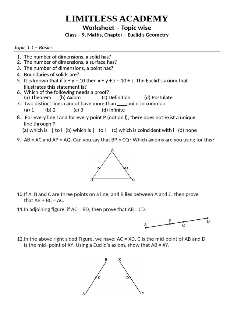 Euclid's Worksheet | PDF | Teaching Methods & Materials