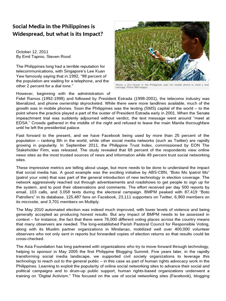 Impact of Social Media on Philippine Advocacy | PDF | Social Media ...
