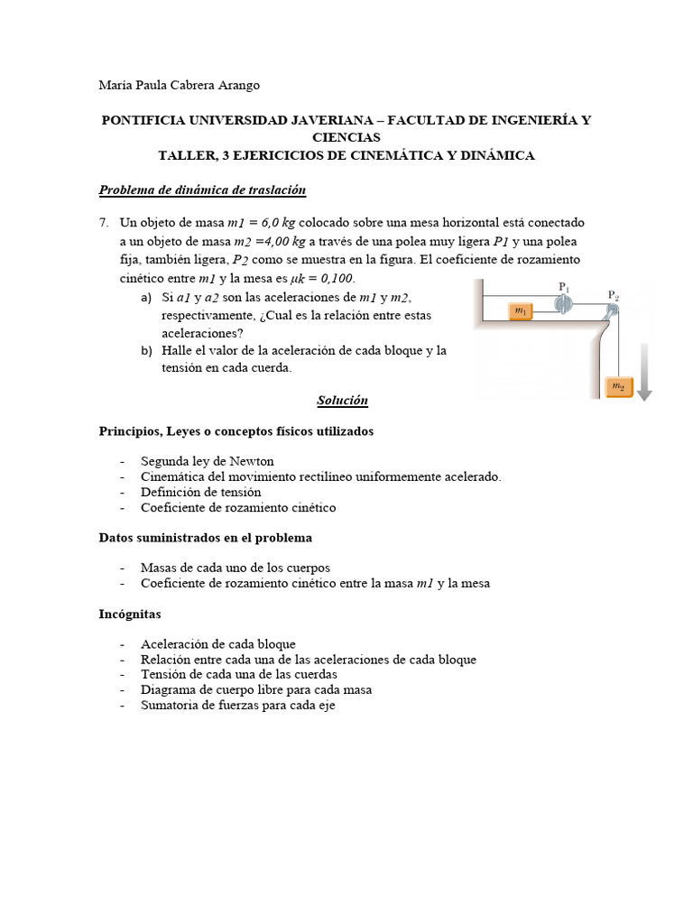 TALLER FISICA INDIVIDUAL Terminado MPCA | PDF | Fuerza | Masa