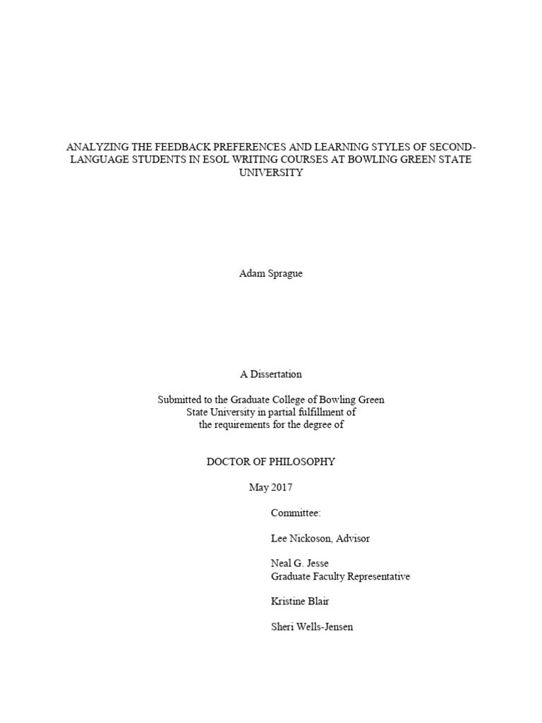Adam Sprague Dissertation | PDF | Educational Assessment | Second Language
