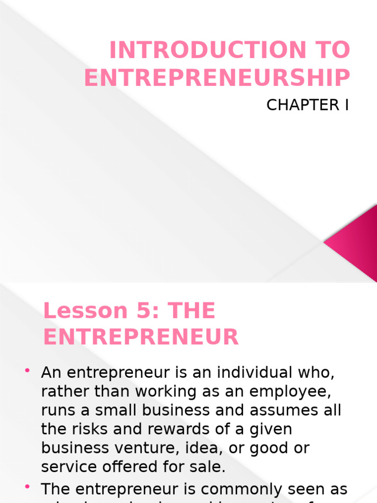 Chapter 1 The Entrepreneur | PDF | Entrepreneurship | Business Economics