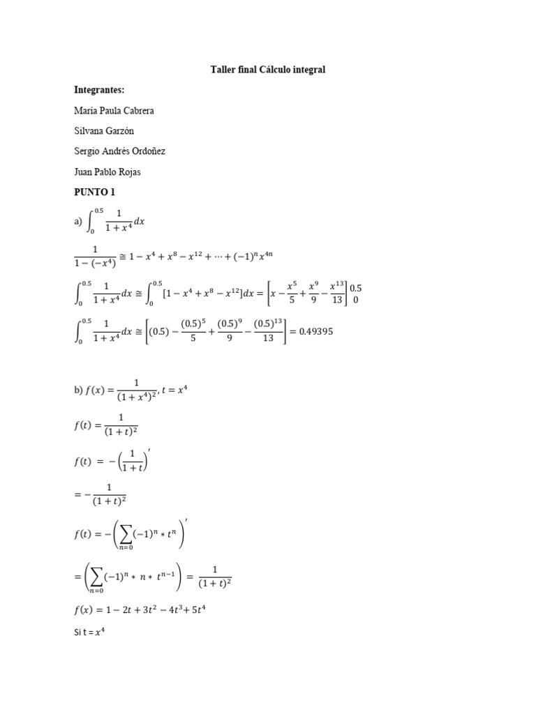 Taller Final Integral | PDF