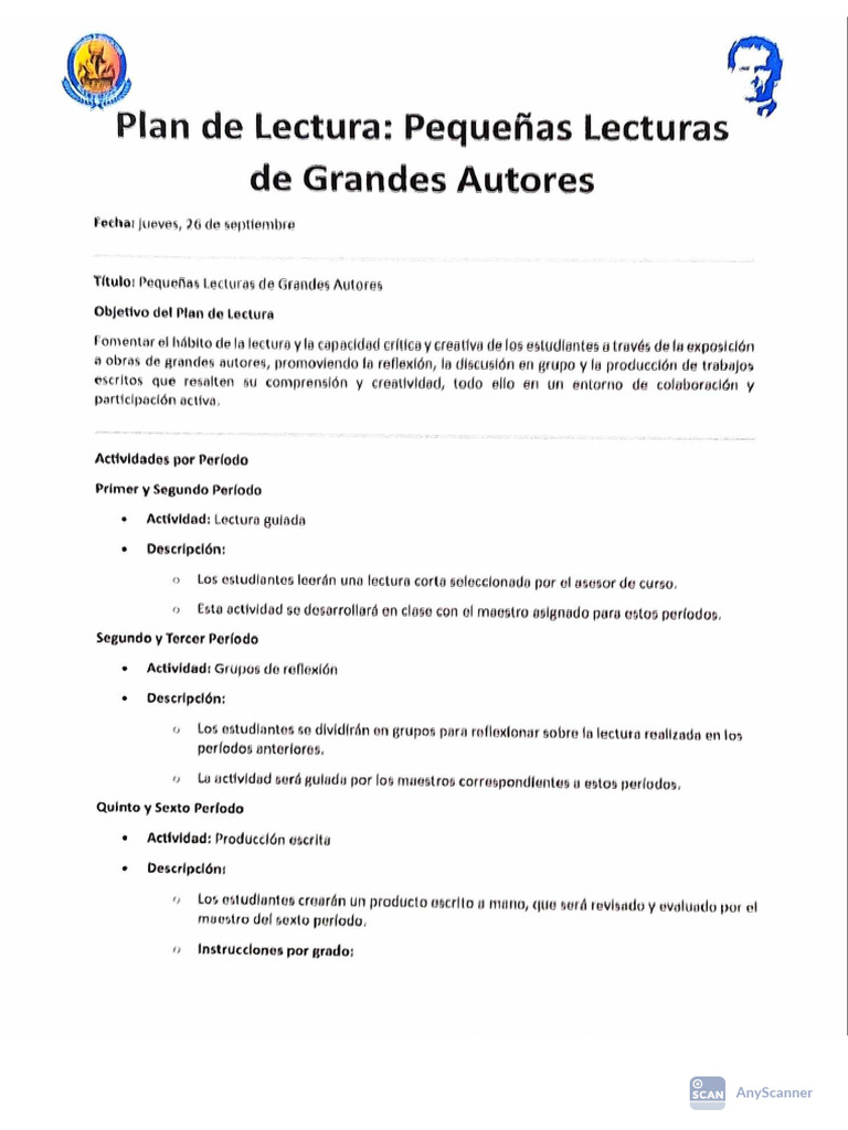 ACTIVIDAD Plan de Lectura | PDF