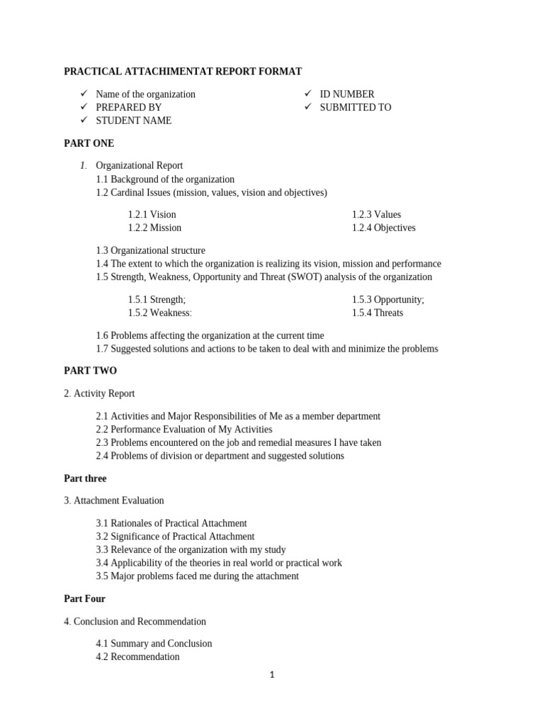 Practical Attachment Report Format | PDF | Career & Growth