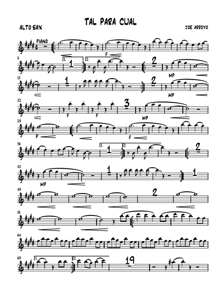 Tal Para Cual - Alto Sax | PDF