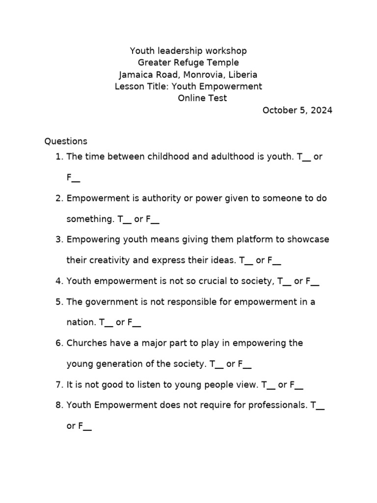 Youth Leadership Workshop KLK | PDF | Career & Growth | Social Science