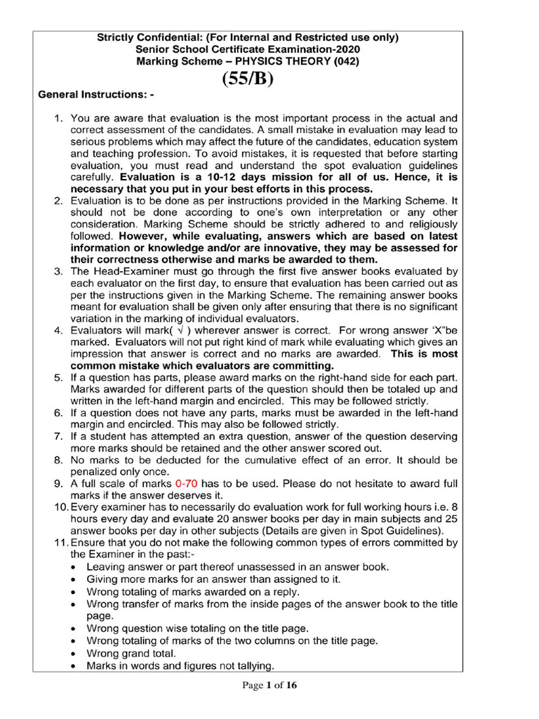 PHYSICS_(042)_BLIND_CLASS_XII_MARKING_SCHEME_2020 | PDF