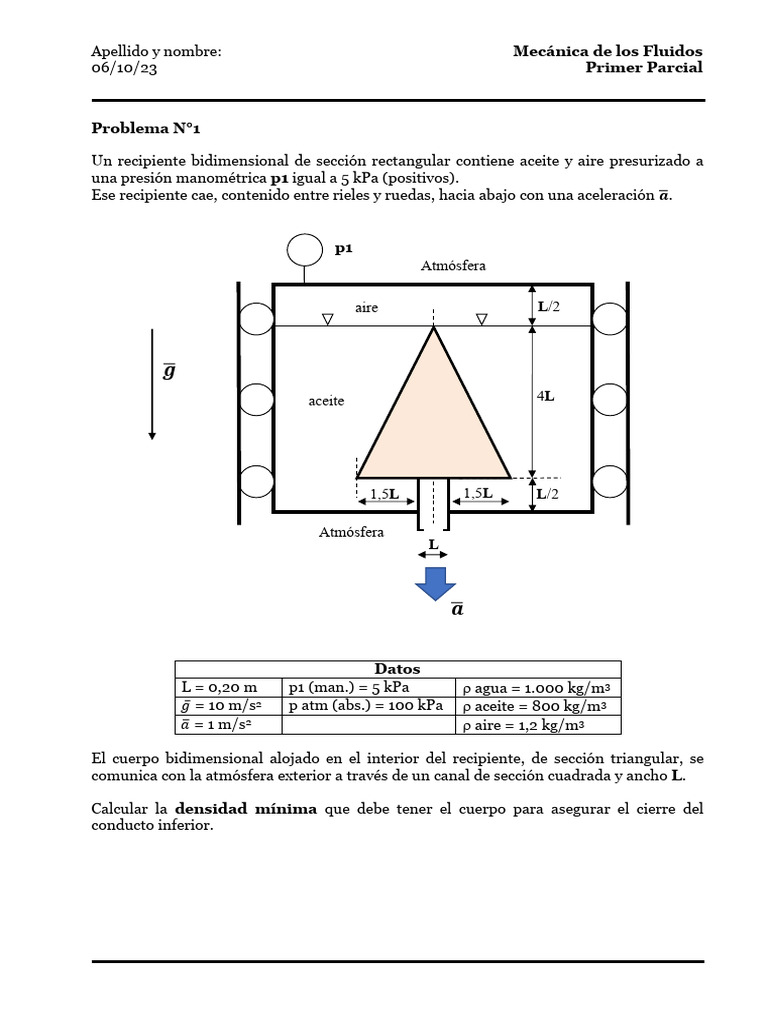 Primer Parcial MecFlu 2023 | PDF | Agua | Pascal (Unidad)