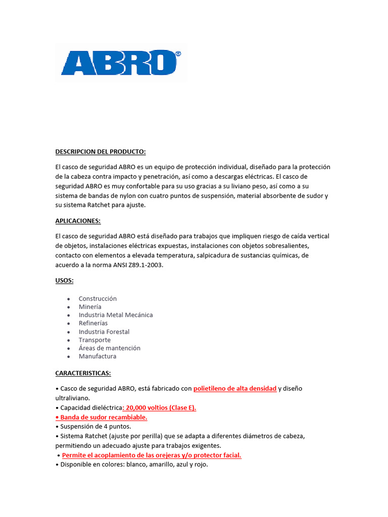 Casco Abro | PDF | Casco