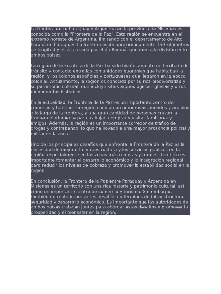 Frontera de la Paz: Historia y Desafíos | PDF