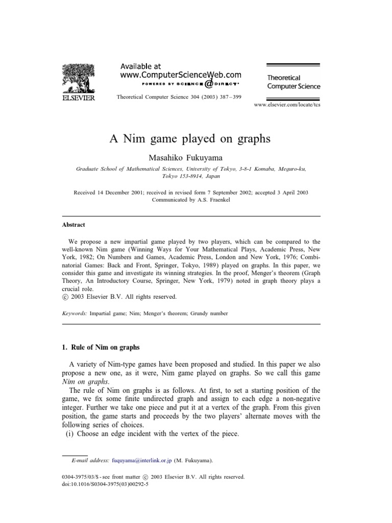 Grundy Numbers in Graph Nim Games | PDF | Graph Theory | Discrete ...