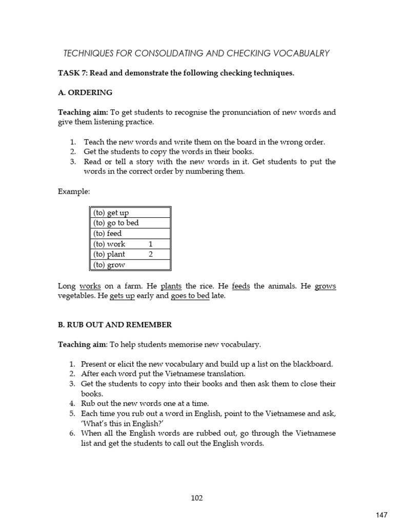 Vocabulary - Techniques For Consolidating | PDF | Vocabulary | Word