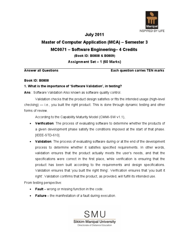 July 2011 Master of Computer Application (MCA) - Semester 3 MC0071 ...