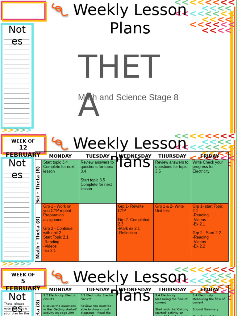 Weekly Plan Theta | PDF