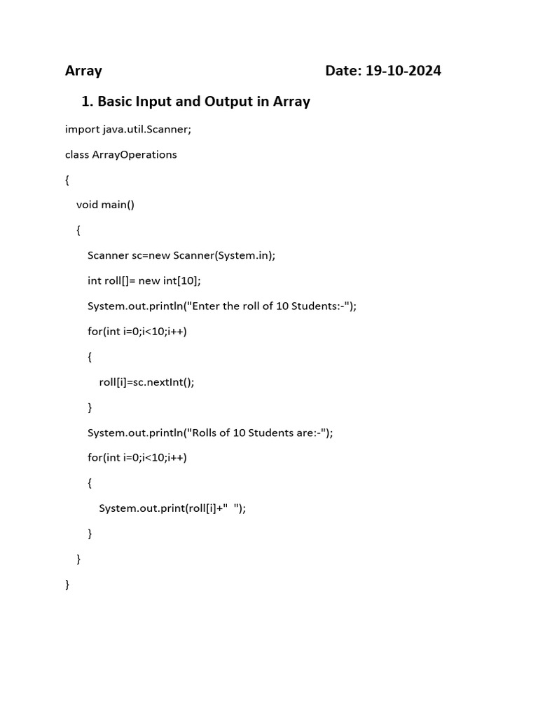 Java Array Operations Examples | PDF | Teaching Methods & Materials ...