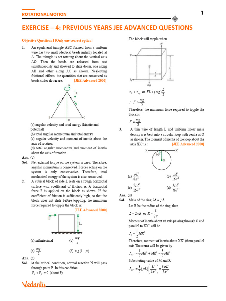 Rotational motion-Exercise-4 | PDF | Rotation Around A Fixed Axis | Angular Momentum