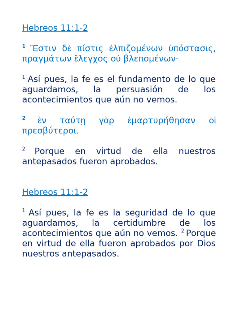 Fe y aprobación en Hebreos 11:1-2 | PDF