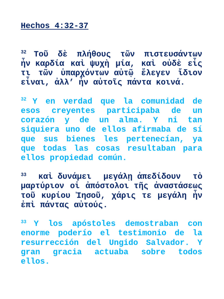 Comunidad y generosidad en Hechos 4 | PDF