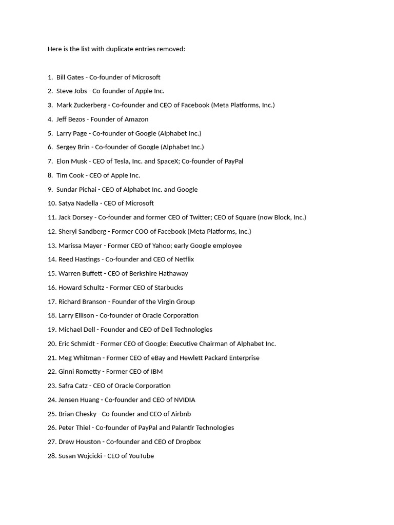 Notable Founders and CEOs List | PDF | Alphabet Inc. | Companies