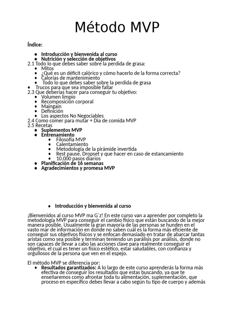 Metodo MVP Modificado Por Gian | PDF | Alimentos | Dieta