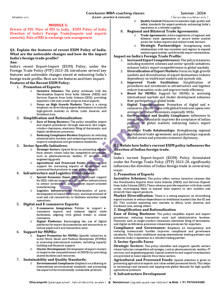 IB- UNIT-5 2024 | PDF | Foreign Direct Investment | Small And Medium Sized Enterprises